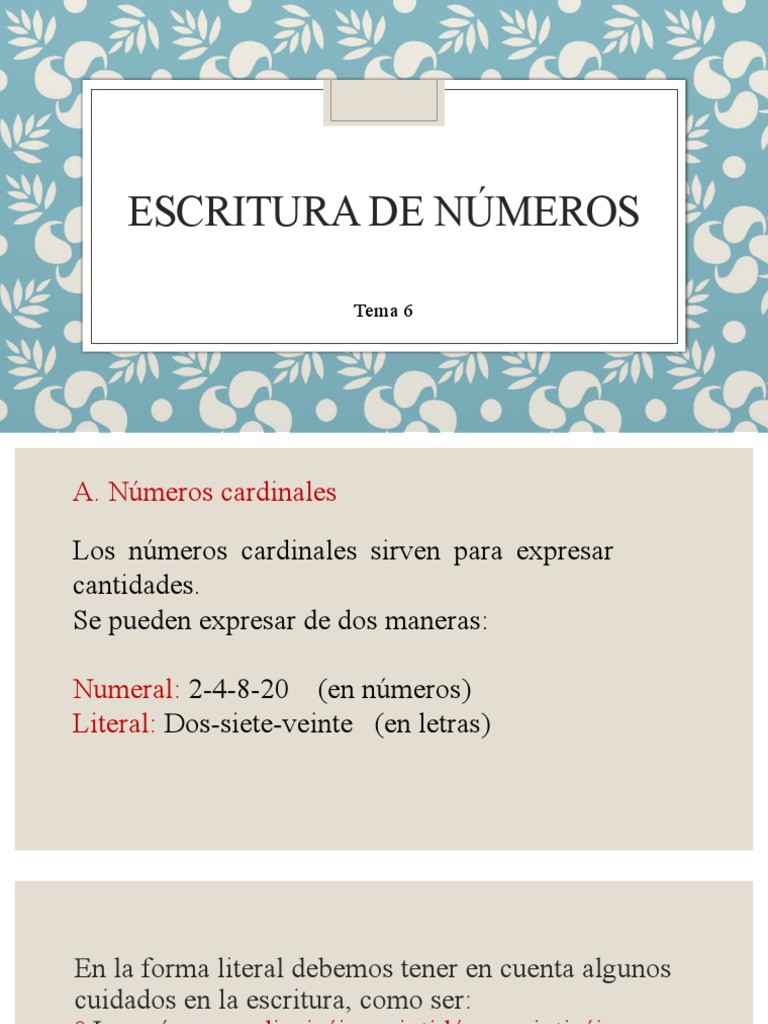 TEMA 6 Escritura de Números | PDF
