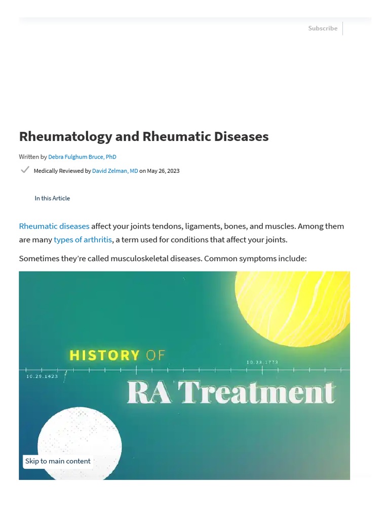 Rheumatic Diseases - Types, Causes, and Diagnosis | PDF