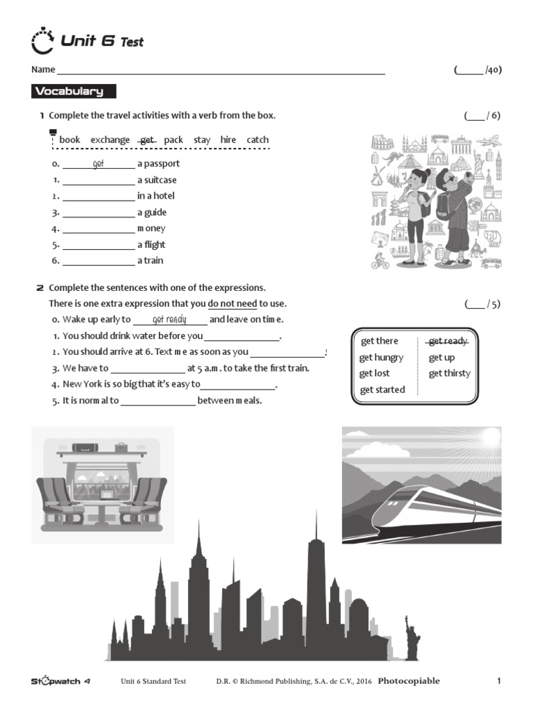 Unit 6 Travel Vocabulary & Grammar Test | PDF