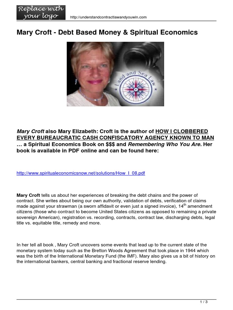Mary Croft Spiritual Economics | PDF