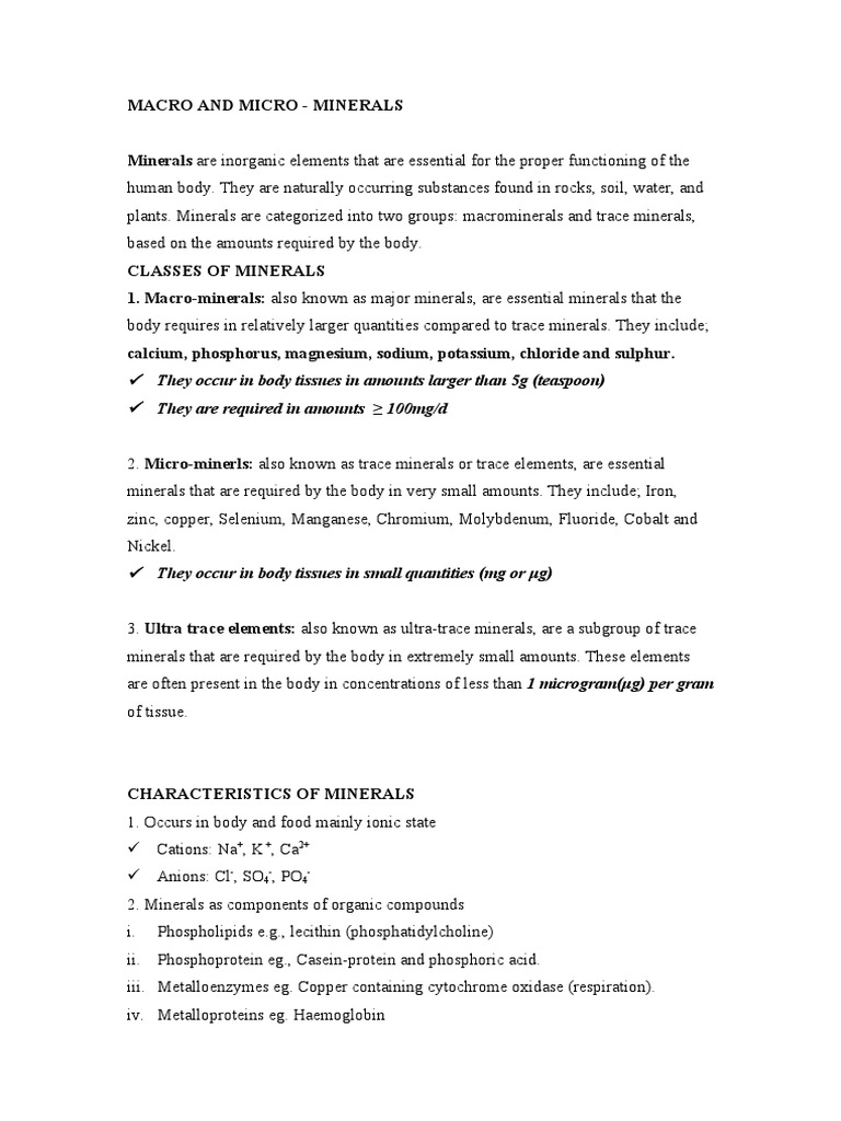 Minerals 1 | PDF | Wellness | Science & Mathematics