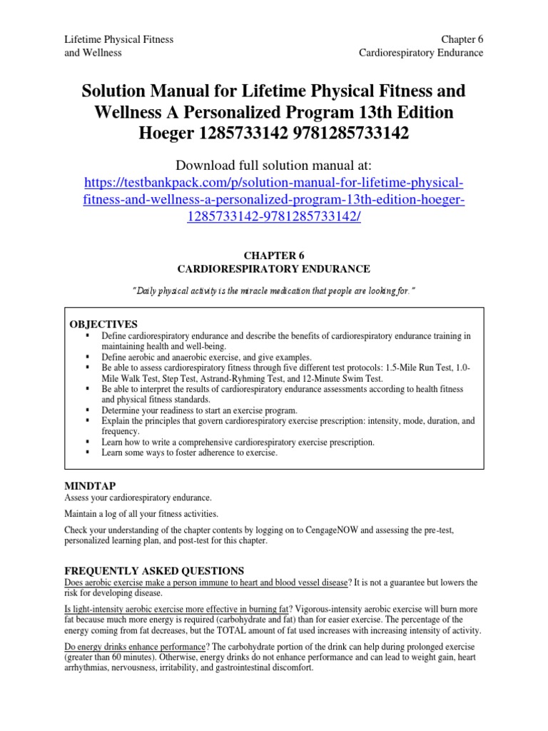 Lifetime Physical Fitness and Wellness A Personalized Program 13th ...