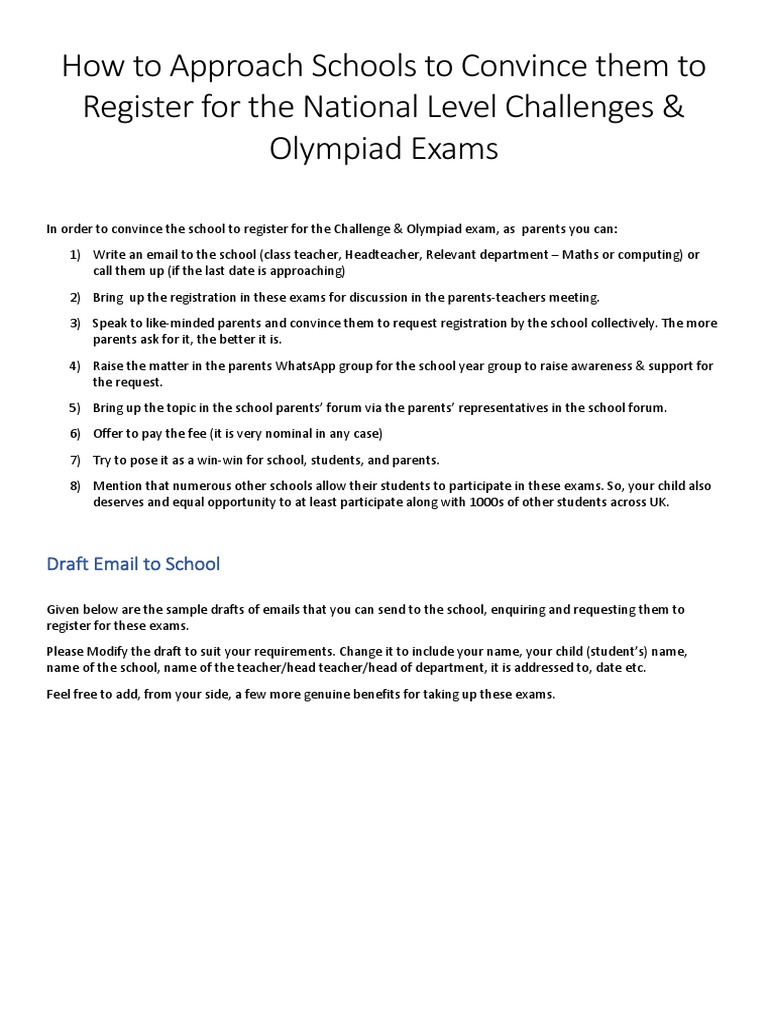 How To Approach Schools To Convince Them To Register For The National ...