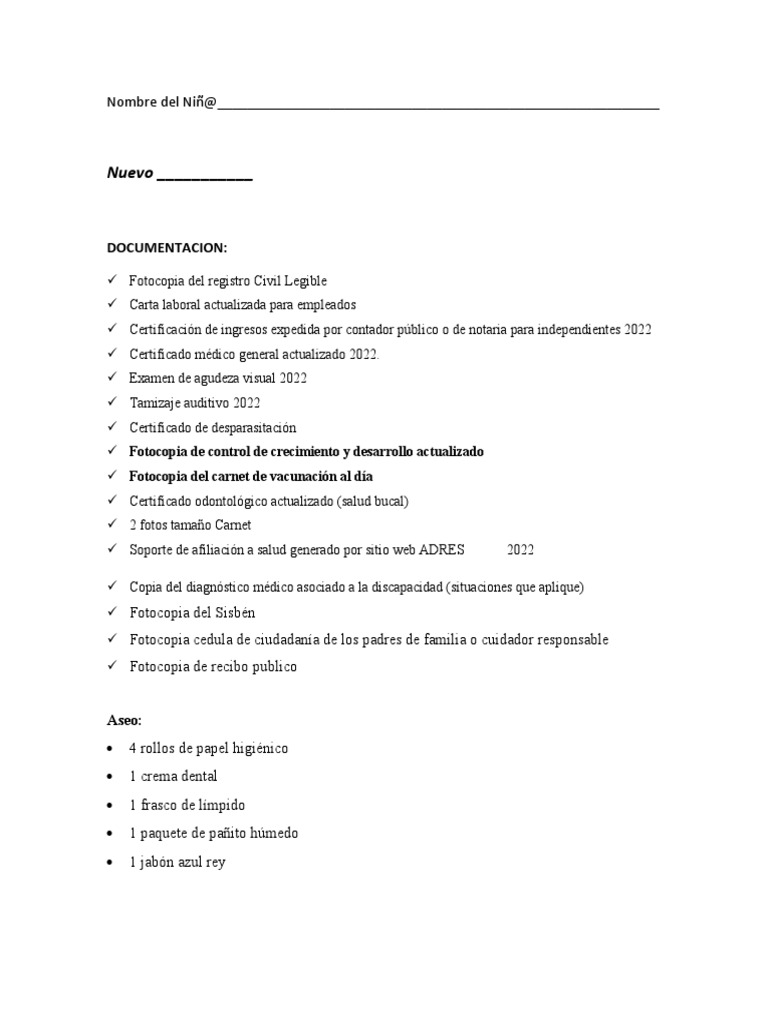 Formato Recibo de Documentos Matricula | PDF