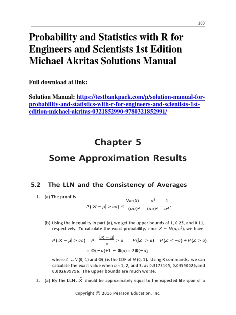 Probability and Statistics With R For Engineers and Scientists 1st ...