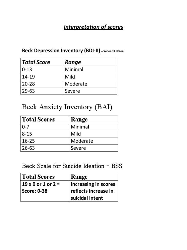 Interpretation of Scores | PDF