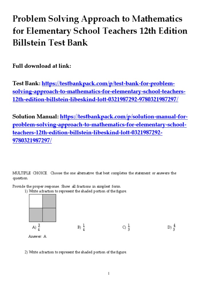 Math Test Bank for Teachers | PDF