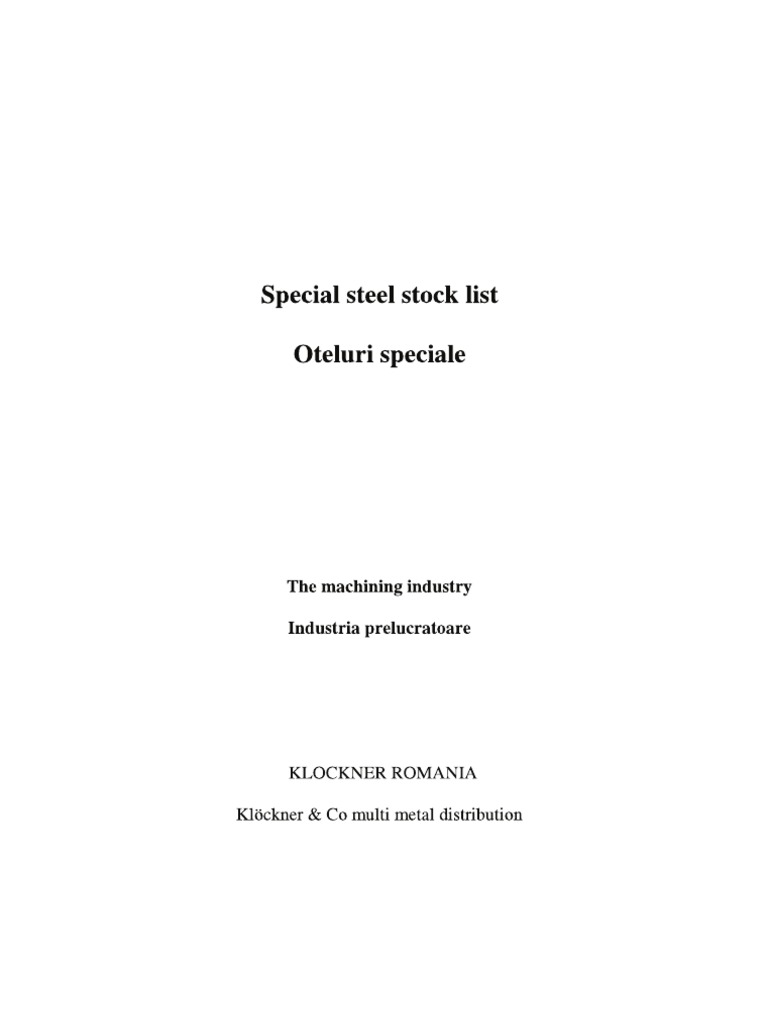 Catalog Oteluri Speciale | PDF | Home & Garden | Technology & Engineering