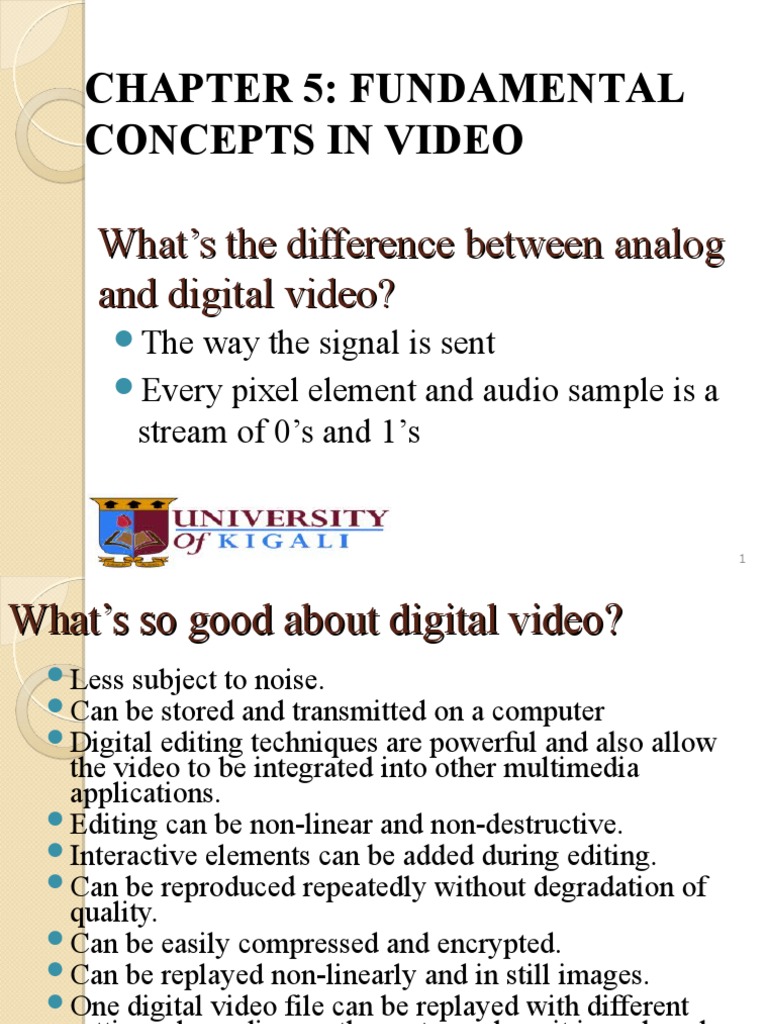 UOK MULTIMEDIA - CHAP5 - Fundamental Concepts in Video (Leonce 2021) | PDF | Video | Data ...