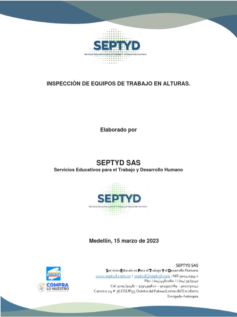 INSPECCIÒN DE EQUIPOS DE TRABAJO EN ALTURAS INTERASEO SAS ESP ...