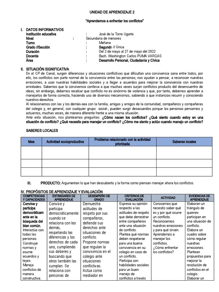 Unidad de Aprendizaje 2 DPCC - 2° 2022 | PDF