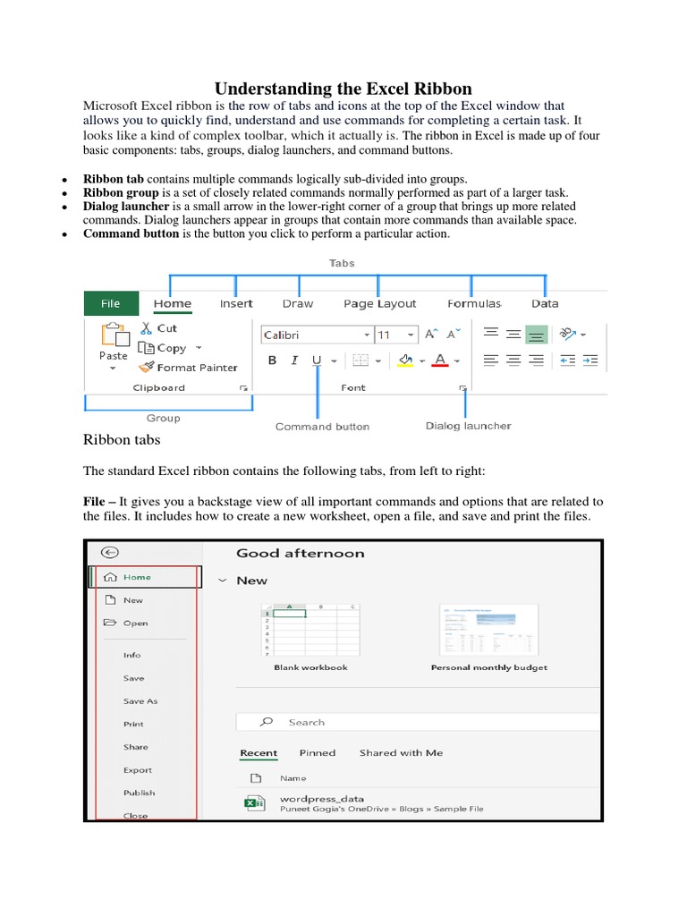 Understanding The Excel Ribbon | PDF