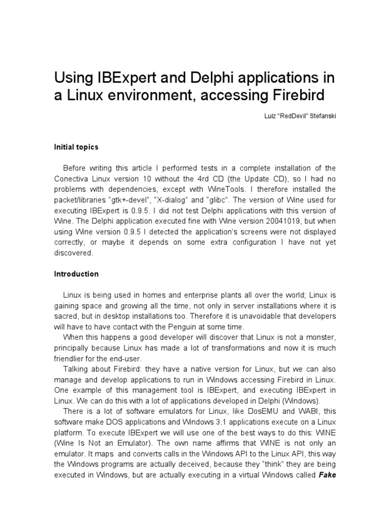 Using Ibexpert With Linux and Wine | PDF | Shell (Computing) | Microsoft Windows