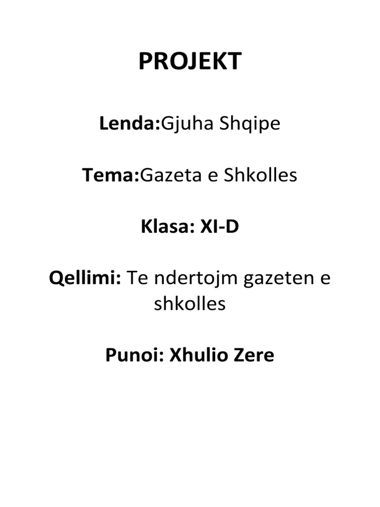 Info Projekti Filozofis. Xhulio | PDF