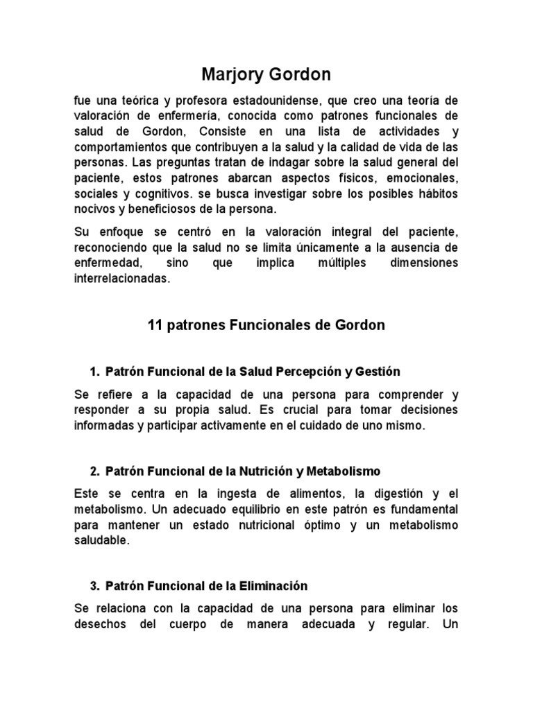 Marjory Gordon | PDF | Relaciones personales, crianza y desarrollo personal