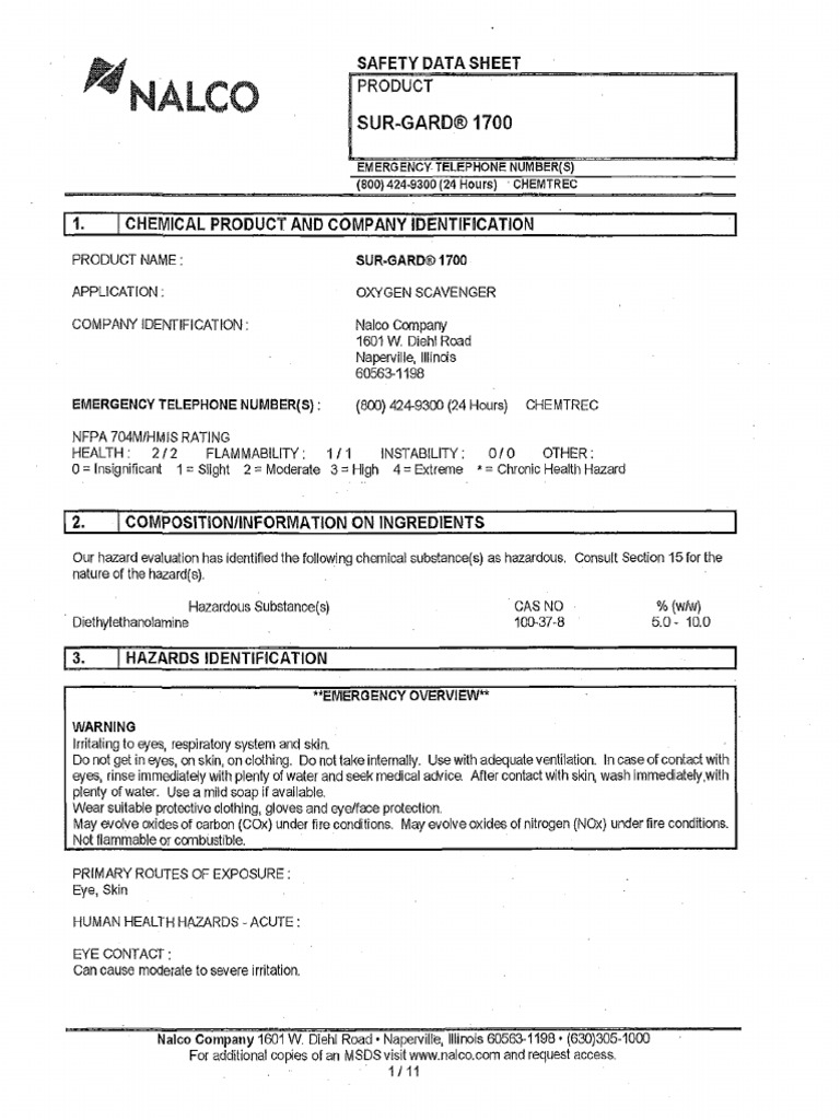 NALCO_SUR_GARD_1700 | PDF