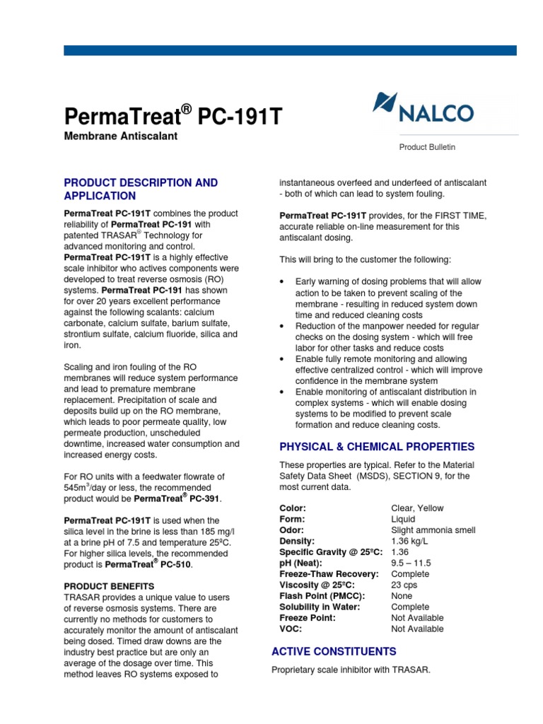 Nalco PC 191 T | PDF | Technology & Engineering