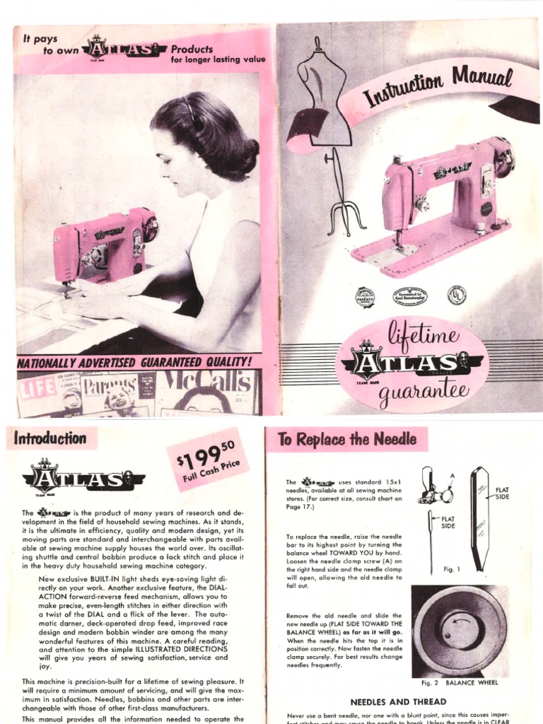 Pink Atlas Sewing Machine Manual | PDF