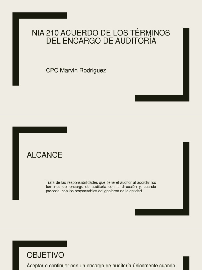 2.NIA 210 ACUERDO DE LOS TÉRMINOS DEL ENCARGO | PDF | Auditoría | Contralor