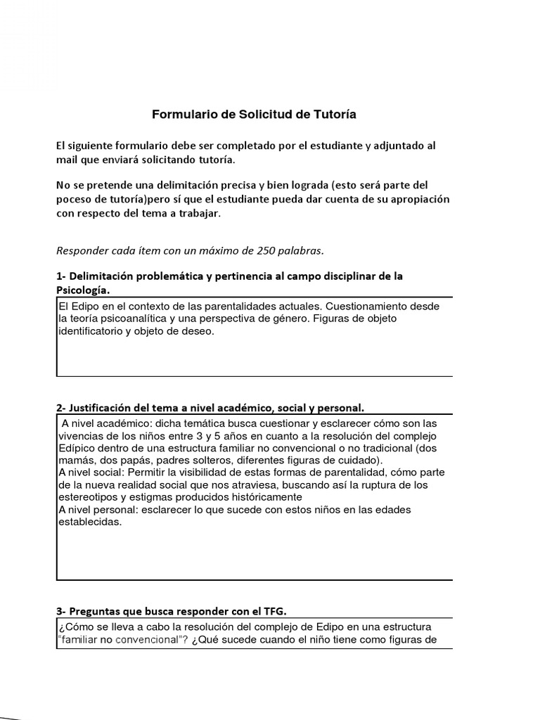 Formulario de Solicitud de Tutoría Marcelo Novas. | PDF