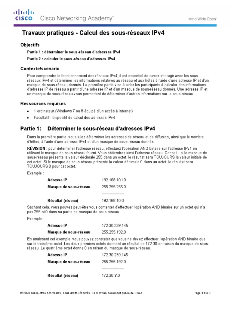 8.1.4.6 Lab - Calculating IPv4 Subnets | PDF | Ordinateurs | Technologie et ingénierie
