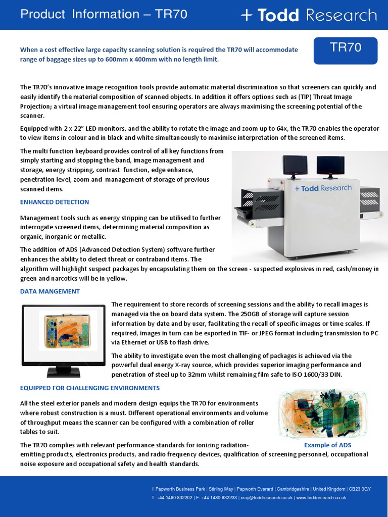 TR70 Conveyor X Ray Scanner. 011016 | PDF