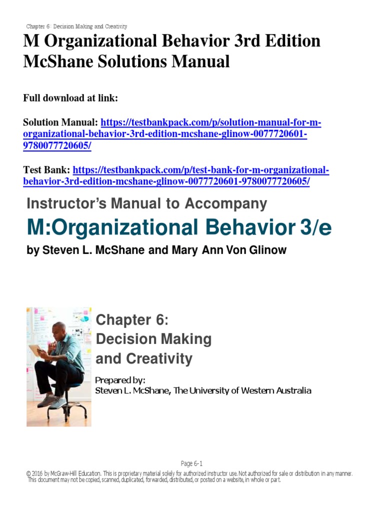 M Organizational Behavior 3rd Edition McShane Solutions Manual Download | PDF | Decision Making ...