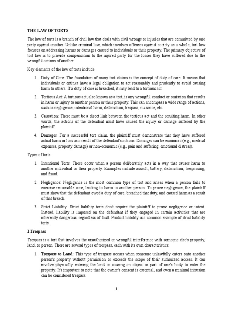 The Law of Torts | PDF | Tort | Negligence