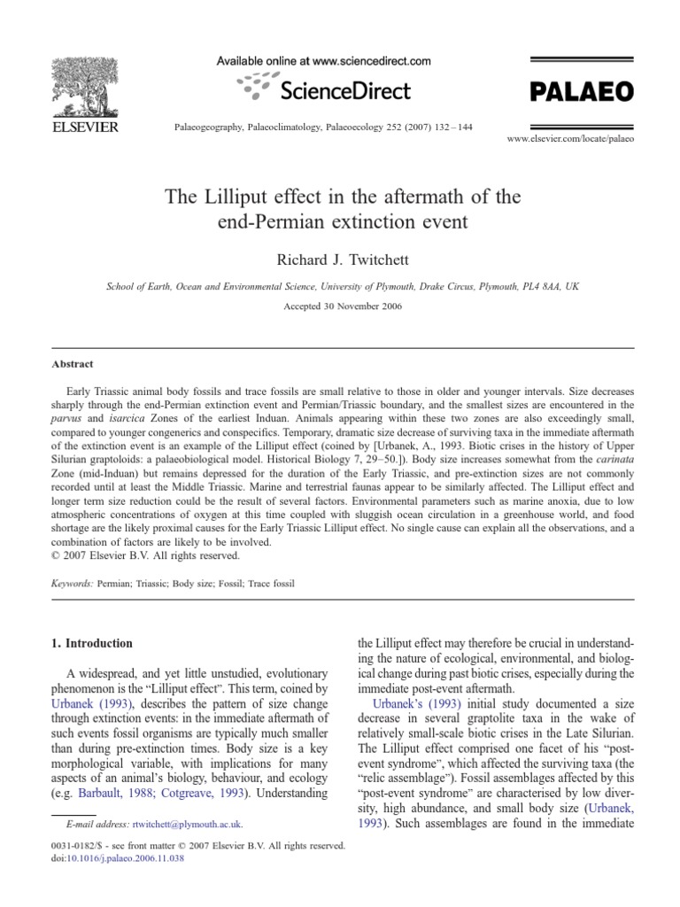 The Lilliput Effect in The Aftermath of The End-Permian Extinction ...