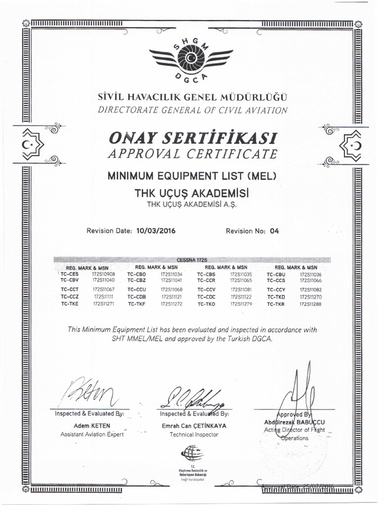 172S MEL Rev.04 Onay | PDF