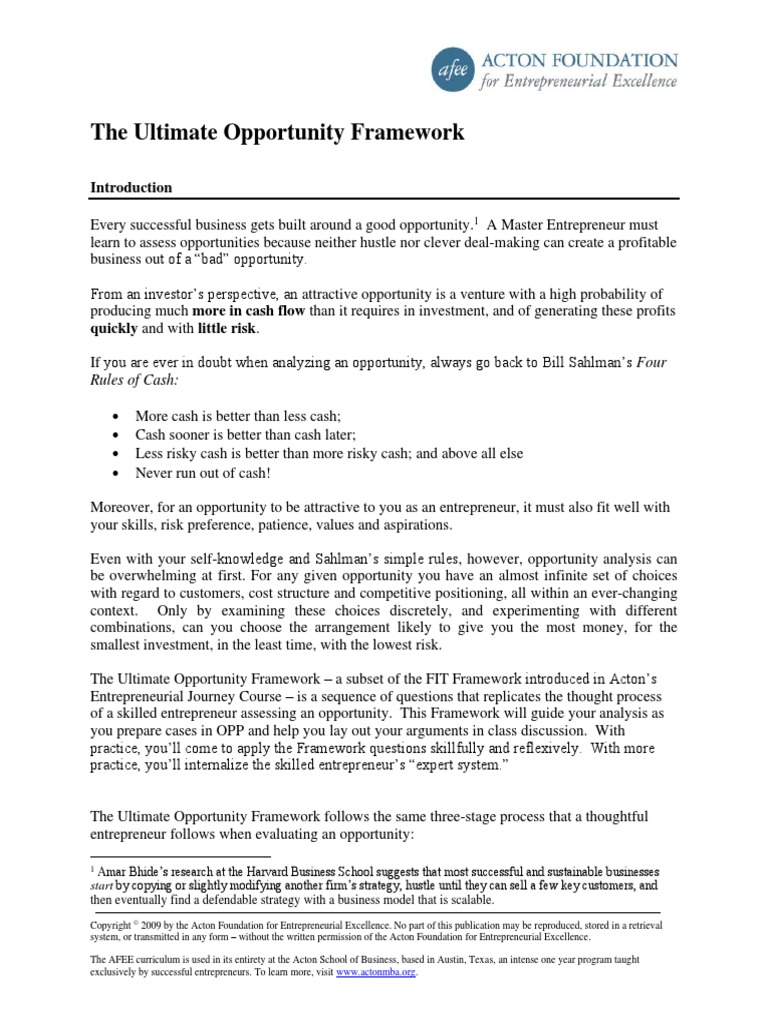 Ultimate Opportunity Framework | PDF | Business