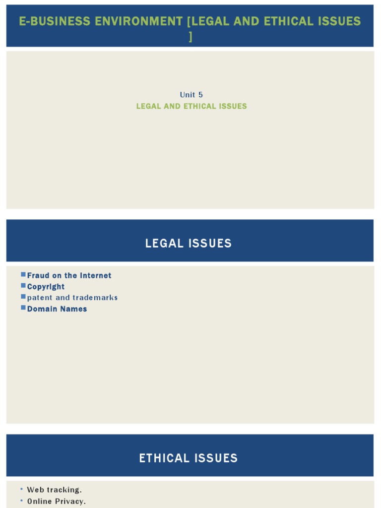 Unit 5 E-Legal and Ethical Issues | PDF