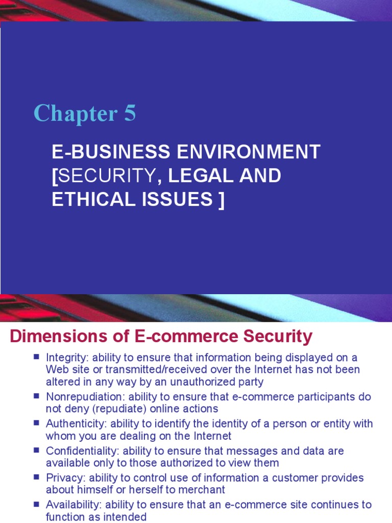 Unit 5 E-Business Environment Security, Legal and Ethical Issues in E ...