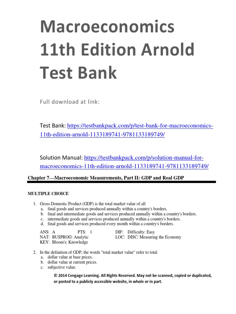 Macroeconomics 11th Edition Test Bank | PDF | Business | Finance ...