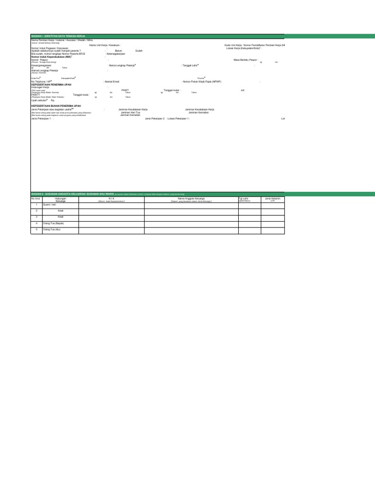 Formulir 1a BPJS Ketenagakerjaan | PDF