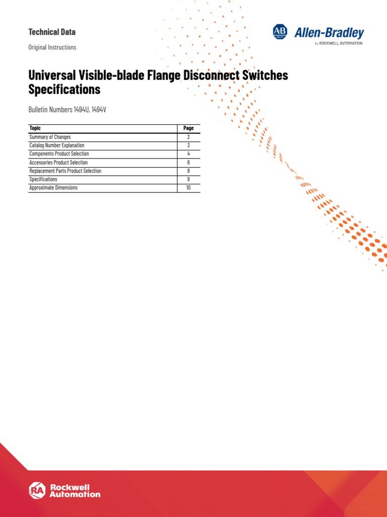Universal Visible-Blade Flange Disconnect Switches Specifications | PDF ...