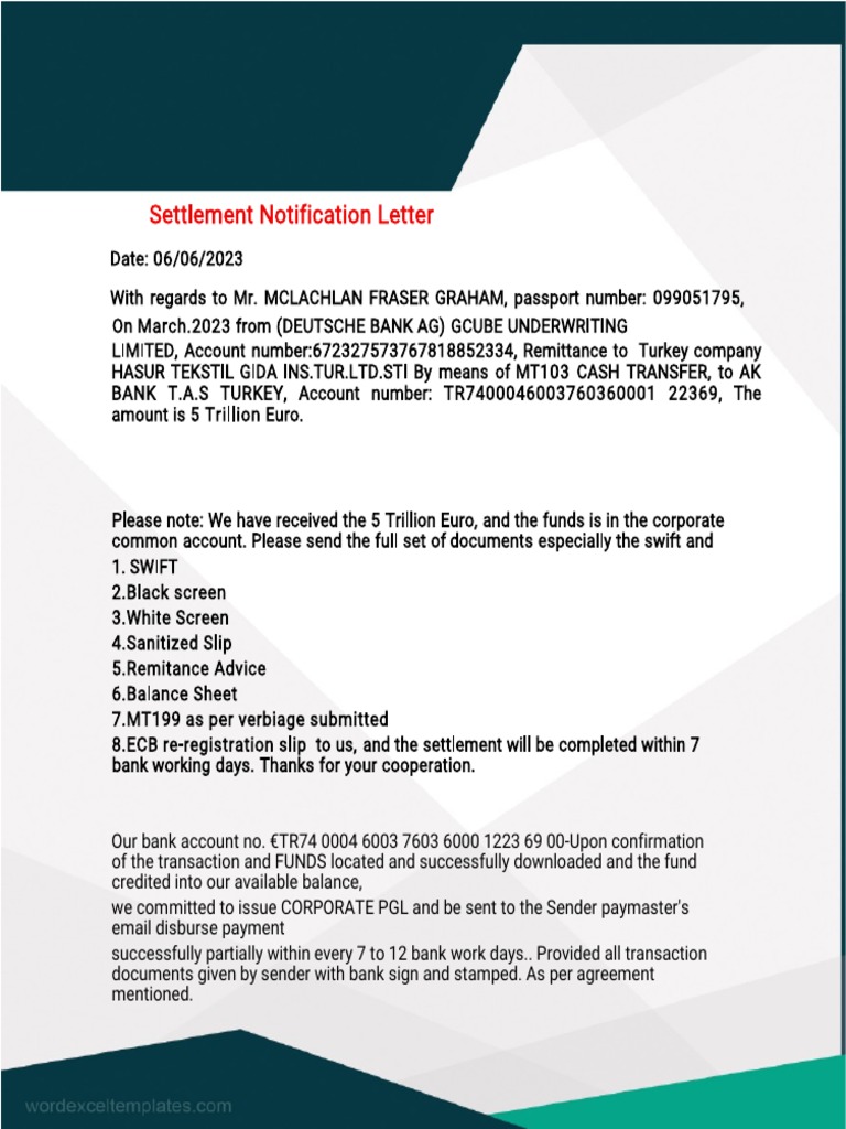 Settlement Letter - 20230606 | PDF
