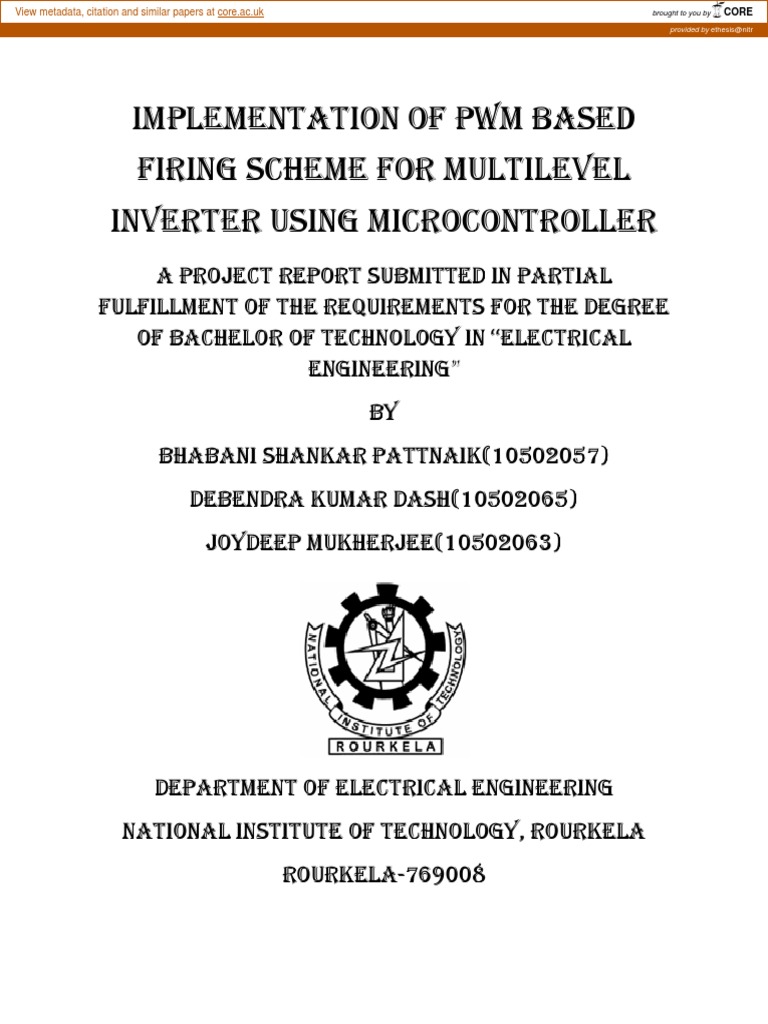 Implementation Of Pwm Based Firing Scheme For Multilevel Inverter Using Microcontroller Pdf