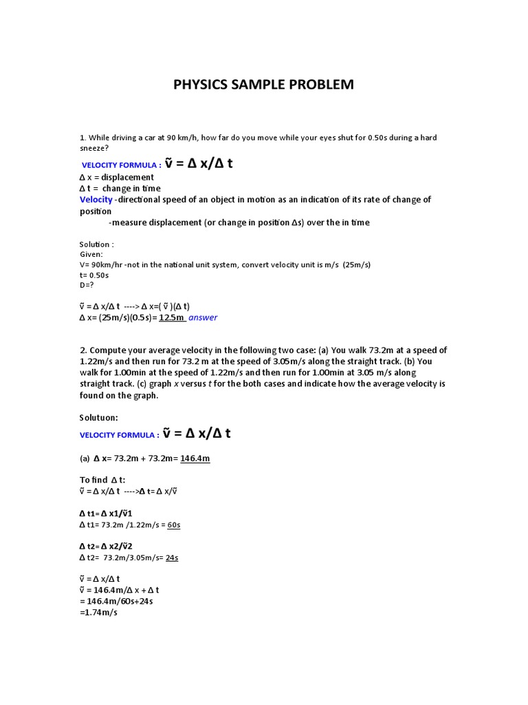 Physics Sample Problem | PDF