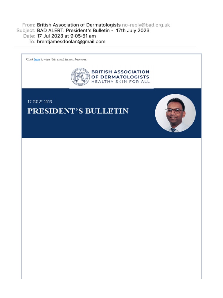 BAD ALERT President's Bulletin - 17th July 2023 | PDF