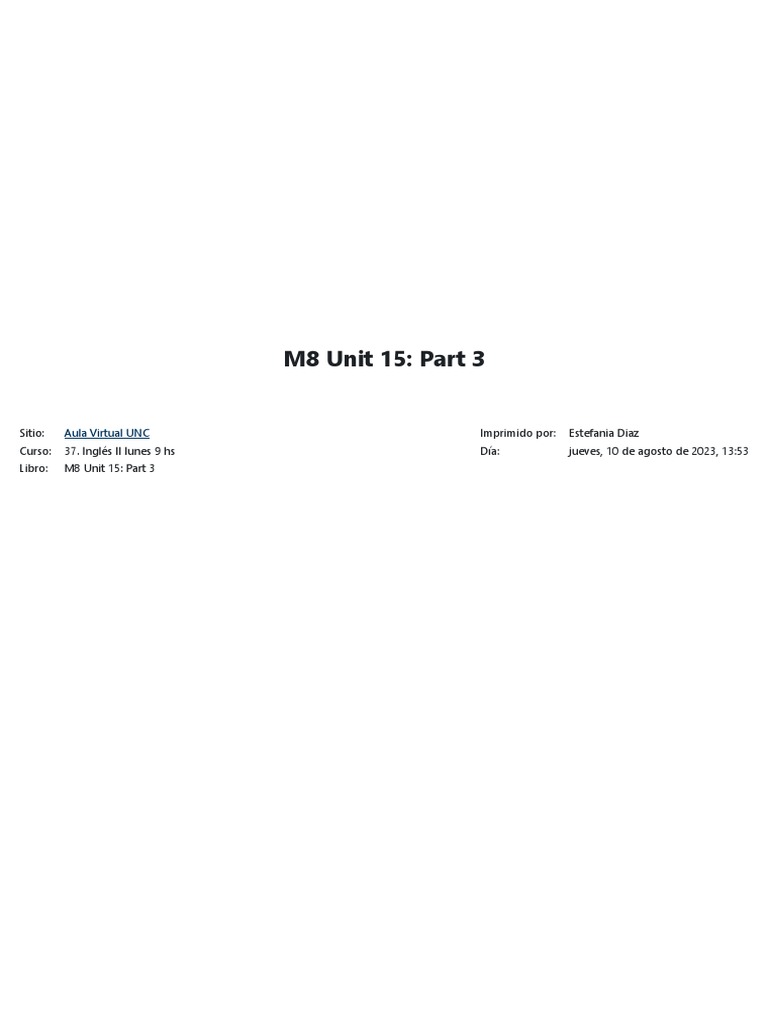 M8 Unit 15 - Part 3 | PDF