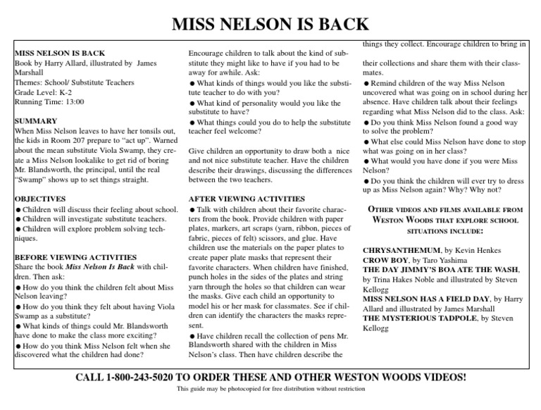 Miss Nelson Is Back | PDF