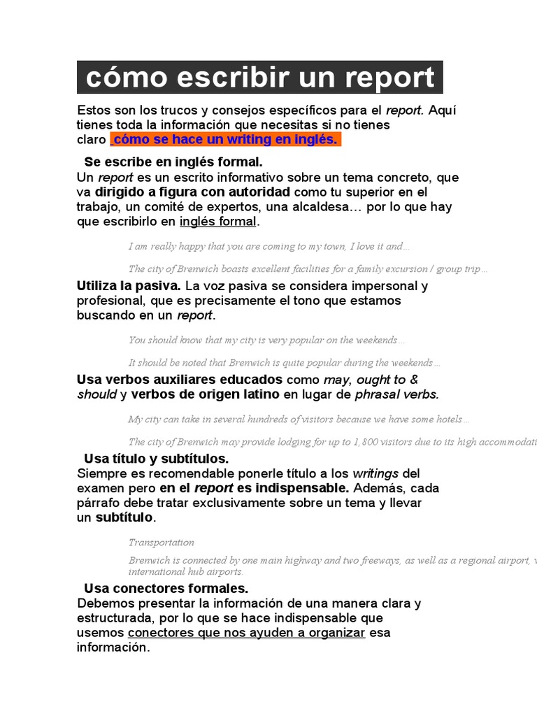 Cómo Escribir Un Report | PDF