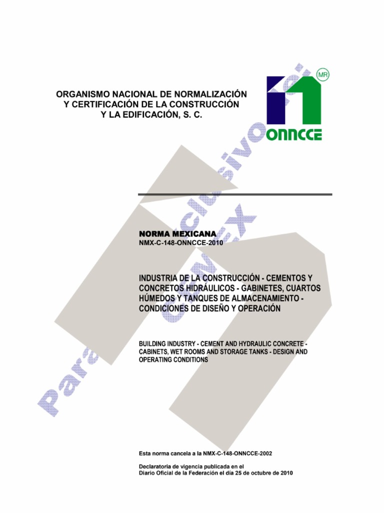 NMX C 148 Onncce 2010 (Ratificada en 2020) | PDF