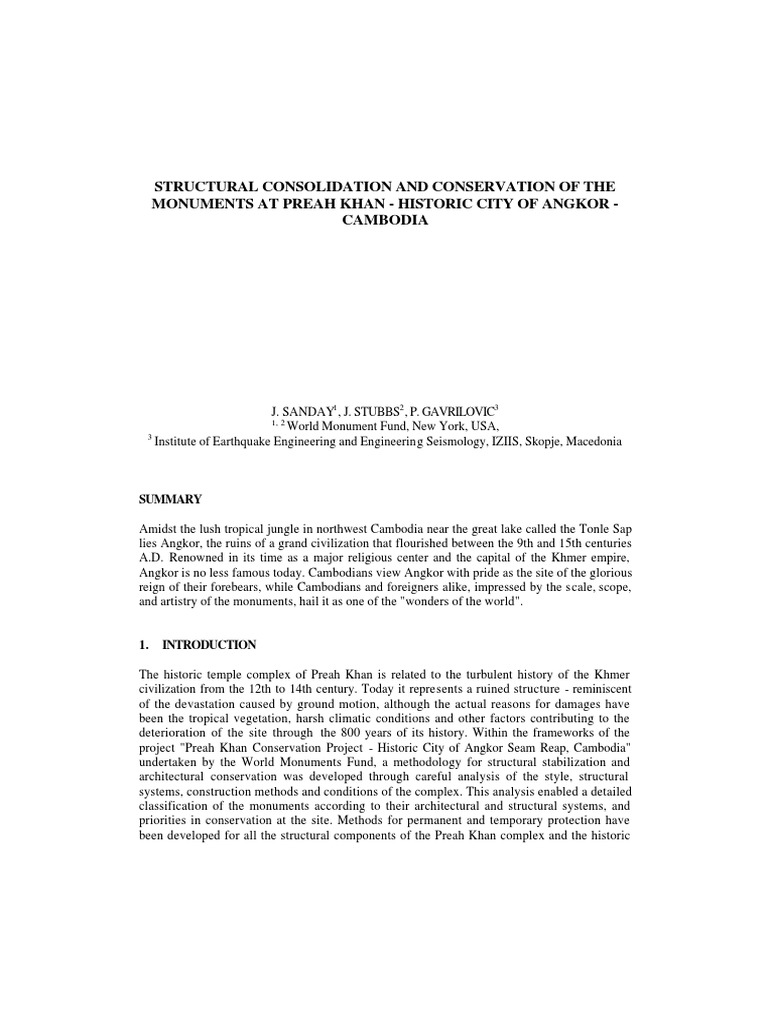 Strucural Consolidation of Monuments | Download Free PDF | Angkor ...