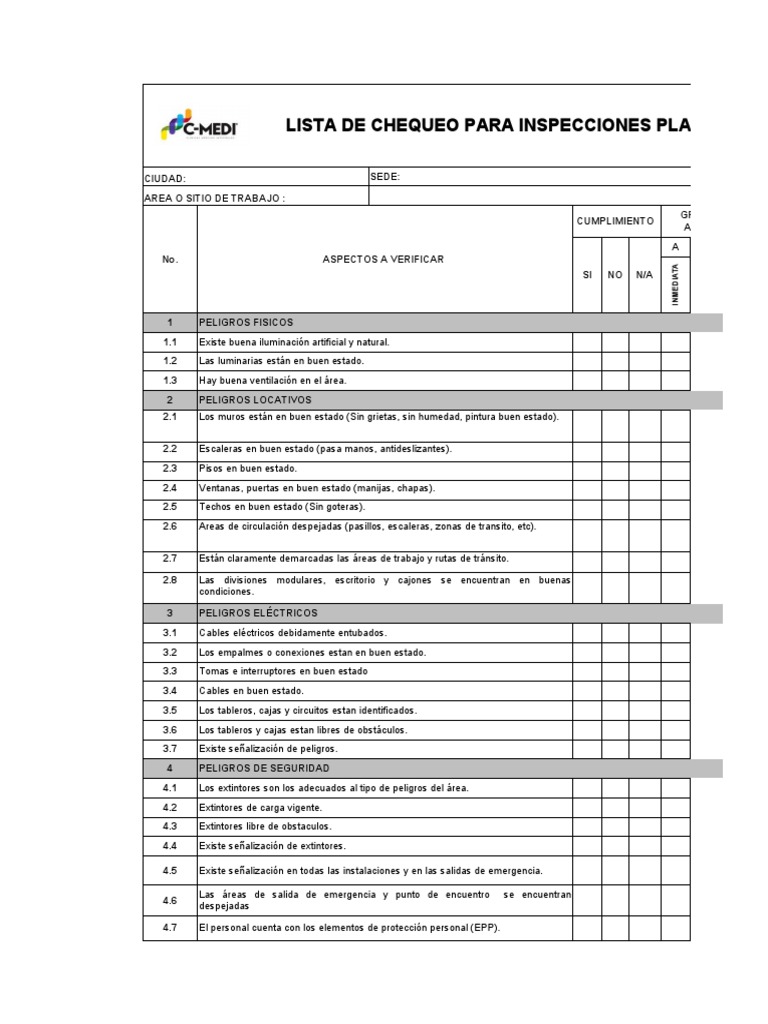 Formato de Inspecciones Planeadas y No Planeadas | PDF | Higiene | Salud pública