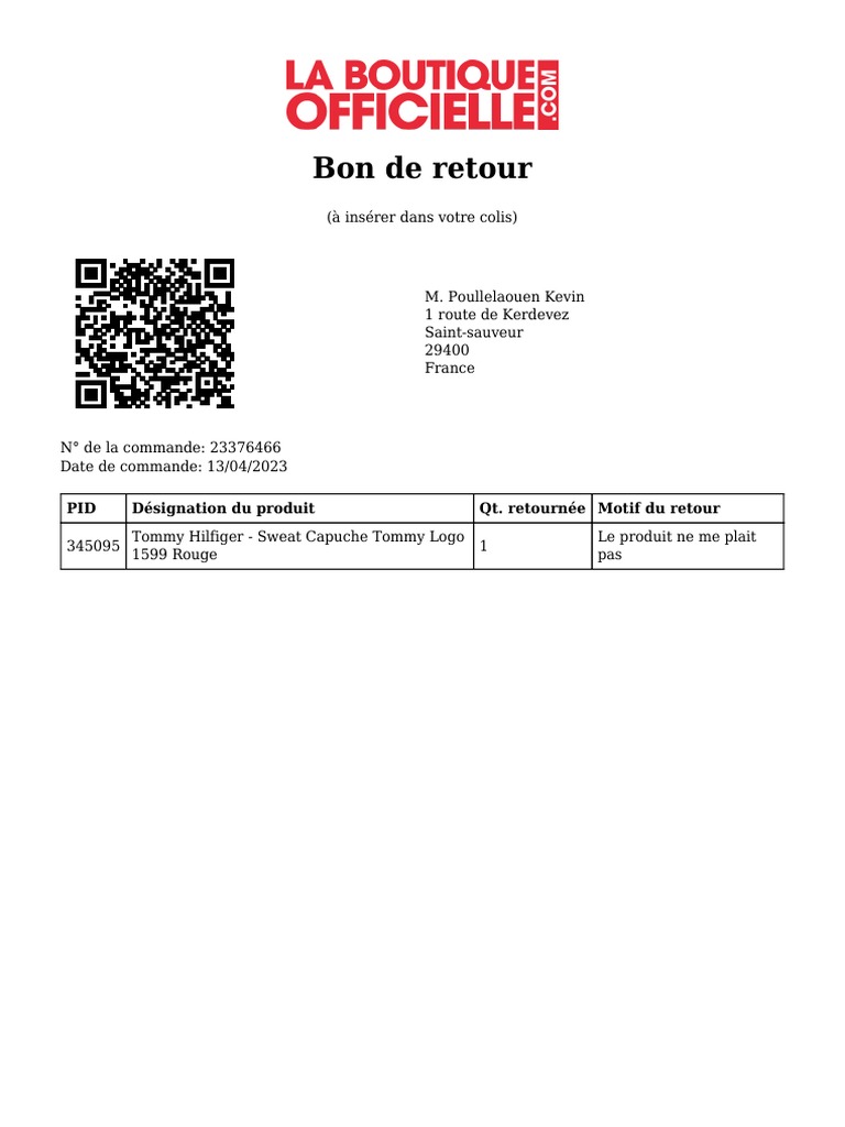 Bon de Retour | PDF