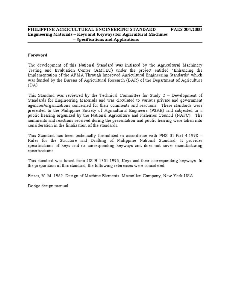 PAES 304 - Keys and Keyways For Agricultural Machines - SPX&APP | PDF ...