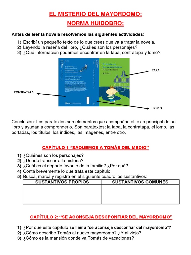 El Misterio Del Mayordomo. Trabajo Practico Por Capitulos. | PDF