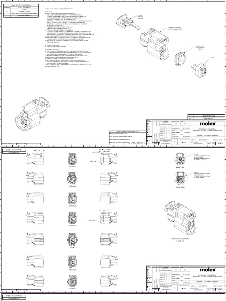 2, 3 Configurations Receptacle Connector Assembly Molex Interface | PDF ...